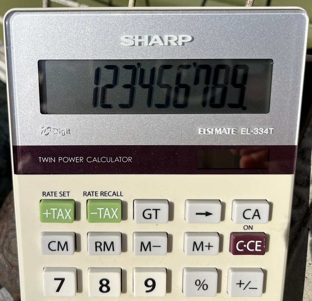 SHARP ELSIMATE EL-334T 10-Digit Twin Power Solar Desktop Calculator Tax ...