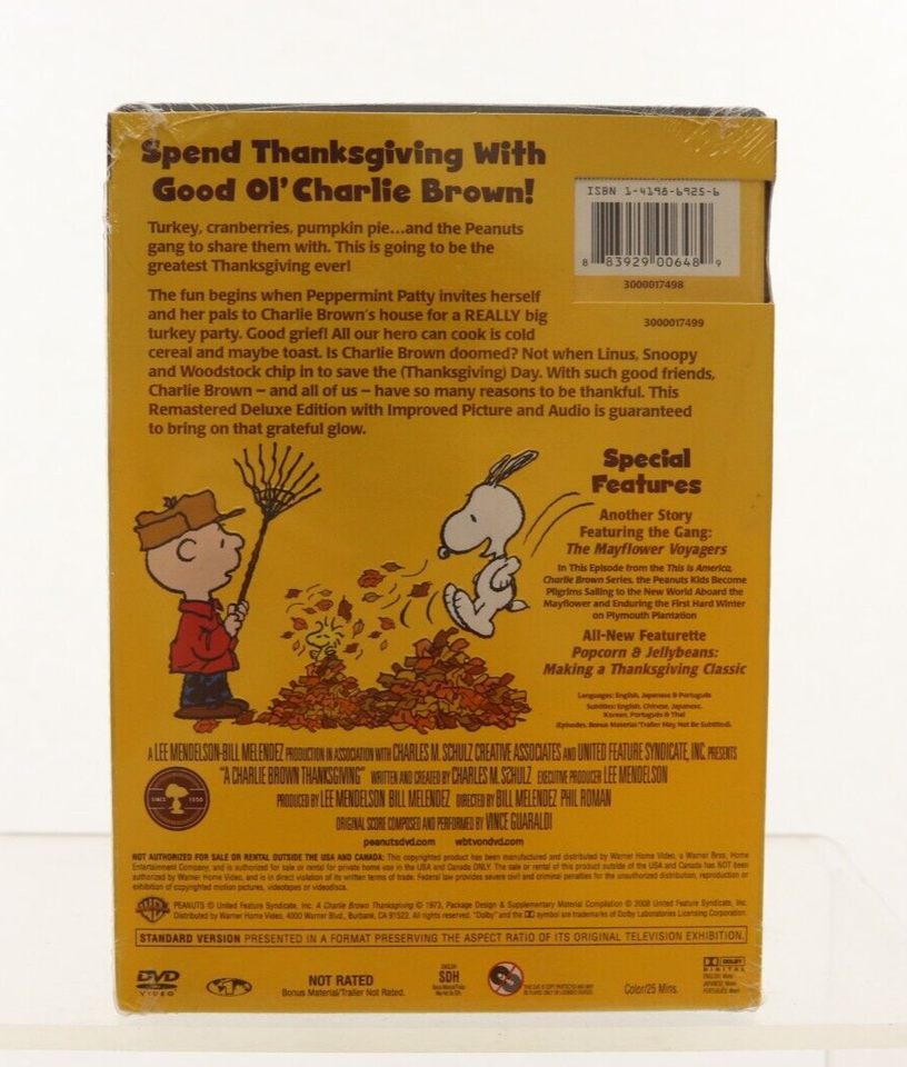 A Charlie Brown Thanksgiving DVD Deluxe Edition with Slip Cover New ...