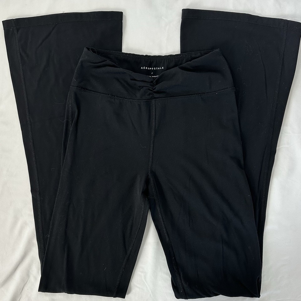 Aeropostale Air Soft High Rise Women’s Cinch Flare Leggings Black Small ...