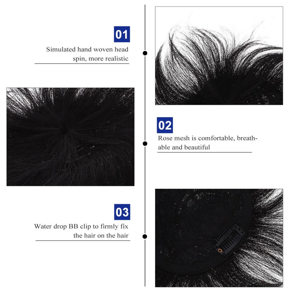 Black Men Wig Male Bald Patch Overhead Replacement Block Hair Piece ...