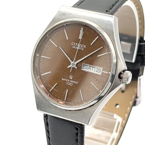 Citizen Men's Quartz Silver Round Watch Y2K Day-Date Vintage | eBay