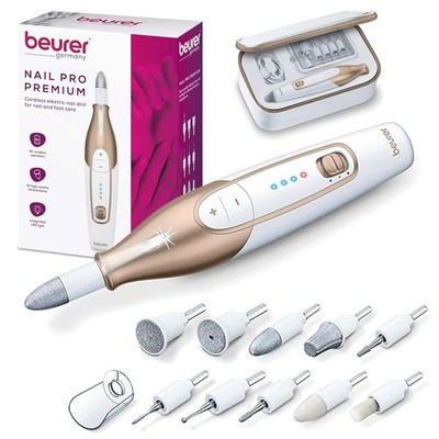 Beurer MP64 Electric Nail Drill Cordless File Kit with 10 Attachments ...