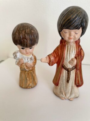 Vintage 1980 Duncan Enterprises Ceramic Nativity - 2 shepherd herdsmen ...