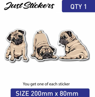 Cute PUGS Pug dog sticker bumper sticker , skate , sticker , bike ...
