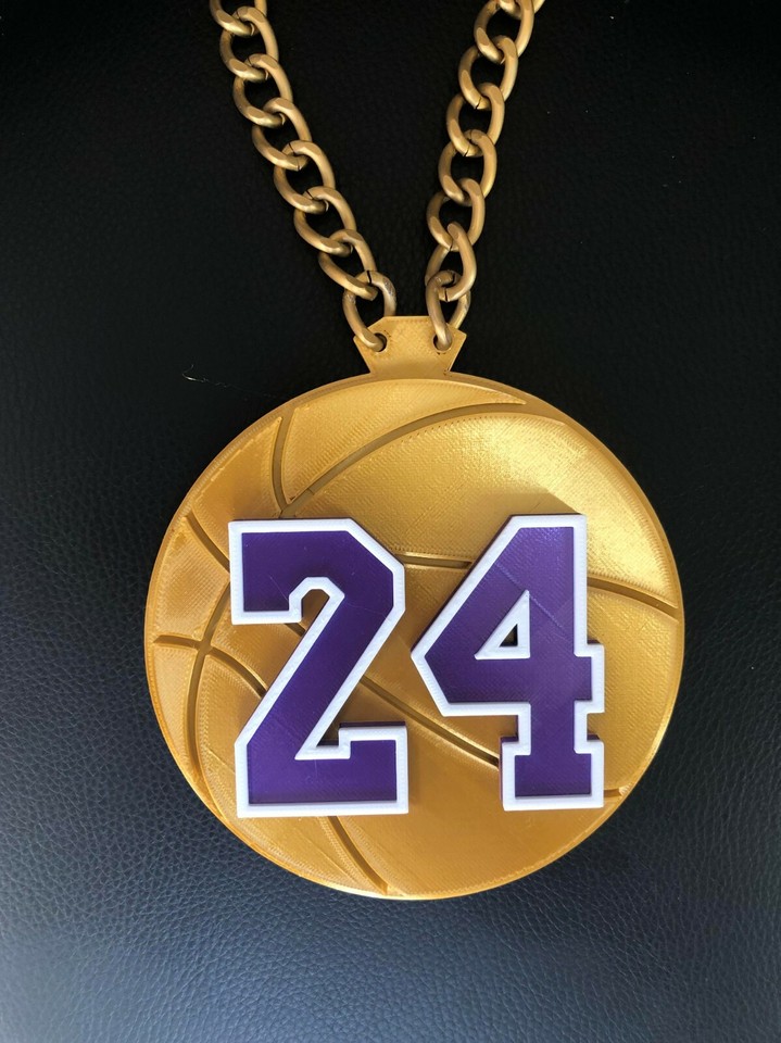 3d Printed No 24 Basketball Pendant and Chain Bling kobe ( 4.5 inch ...