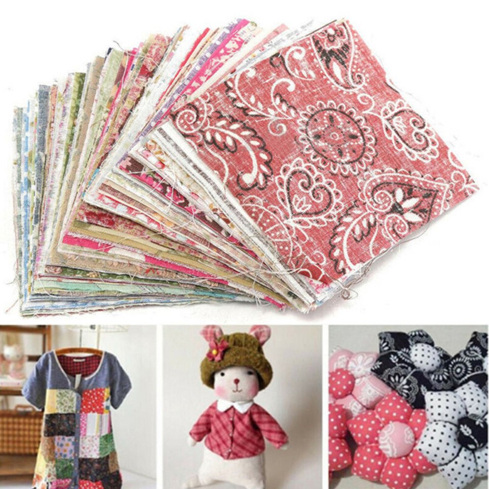 100 Pcs Assorted 10CM/10CM Bundle Quilt Quilting Cotton Fabric DIY ...