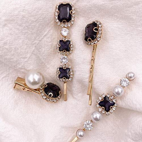4PCS Royal Crystal Pearl Gold Bobby Pins Decorative Hair Slides Clips ...
