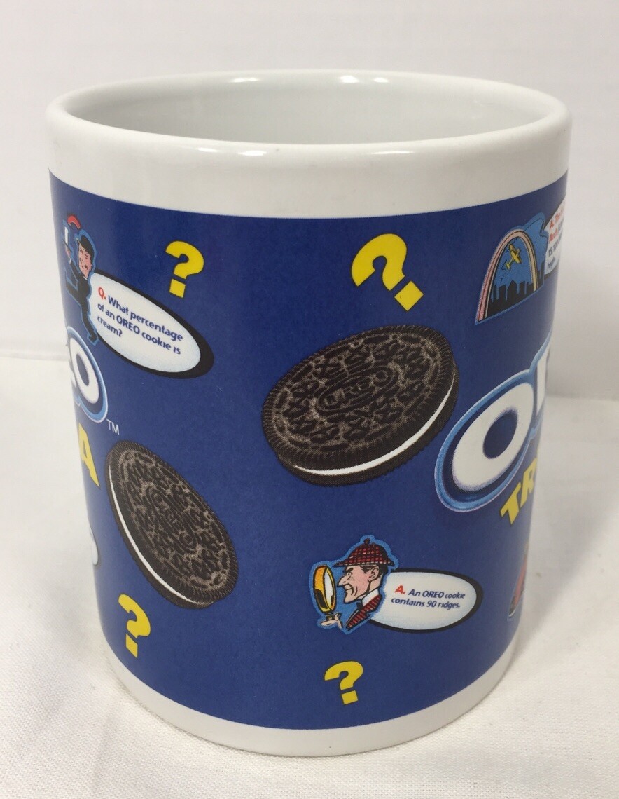 Oreo Collectable Coffee Mug Trivia Cup Nabisco Cookies Blue White ...