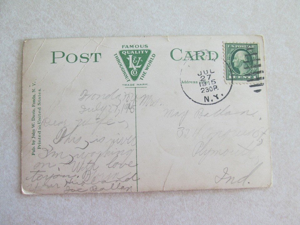 J2619 Postcard Mohawk River Valley Fonda NY New York 1915 | eBay