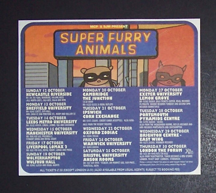 Super Furry Animals Radiator UK Tour 1997 Small Poster Type Concert Ad ...