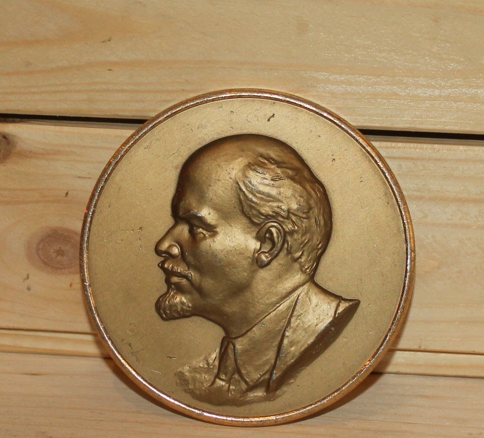 Vintage Soviet Russian Vladimir Lenin portrait desk metal plaque | eBay
