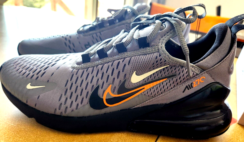 *NEW* MEN Nike AIR MAX 270 Smoke Gray Black Mandarin Multi-Swoosh US ...