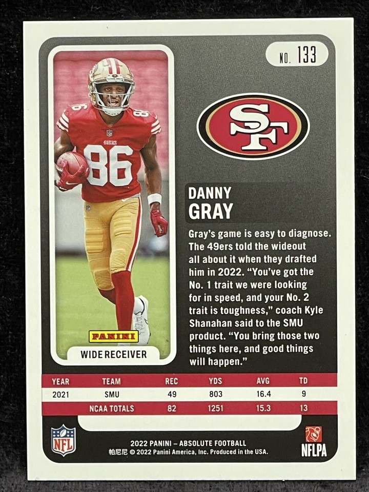 Panini Absolute Football 2022 Danny Gray NFL Rookie Card No. 133 | eBay