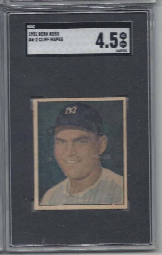 1951 Berk Ross baseball card #4-2 Cliff Mapes New York Yankees graded ...