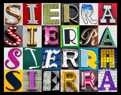 SIERRA Name Poster featuring photos of actual sign letters | eBay