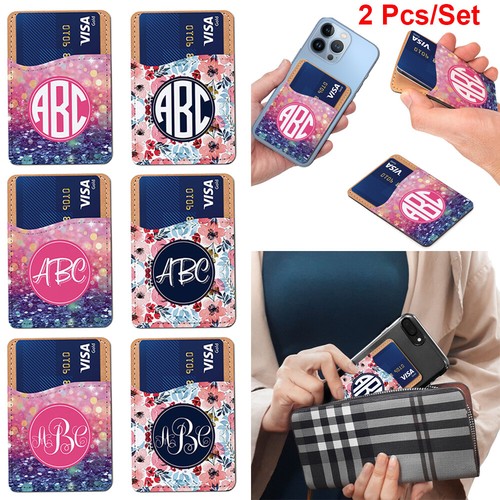 2 Pcs Custom Monogram Initial Adhesive Wallet Card Holder Pouch for ...