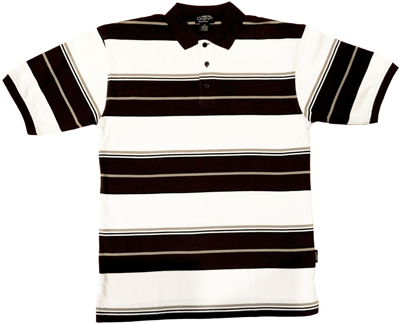 Mens Caltop Sportswear Stripped Short Sleeve Button Up Knit Polo Shirt ...