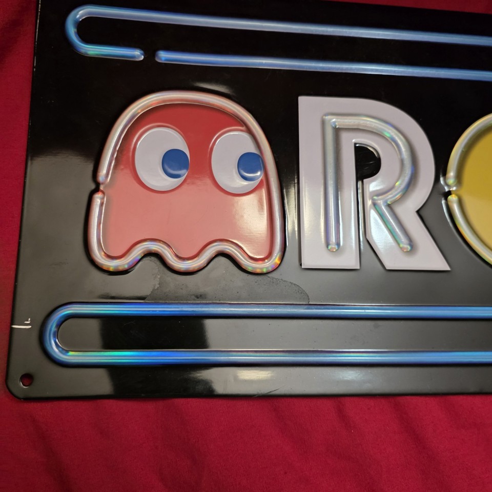 Pac-Man Arcade Metal Sign Wall Decor with Ghosts and Classic Game ...