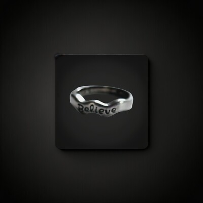 Vintage 825 Sterling Silver 'Believe' Word Scallop Design Ring Size 5 ...
