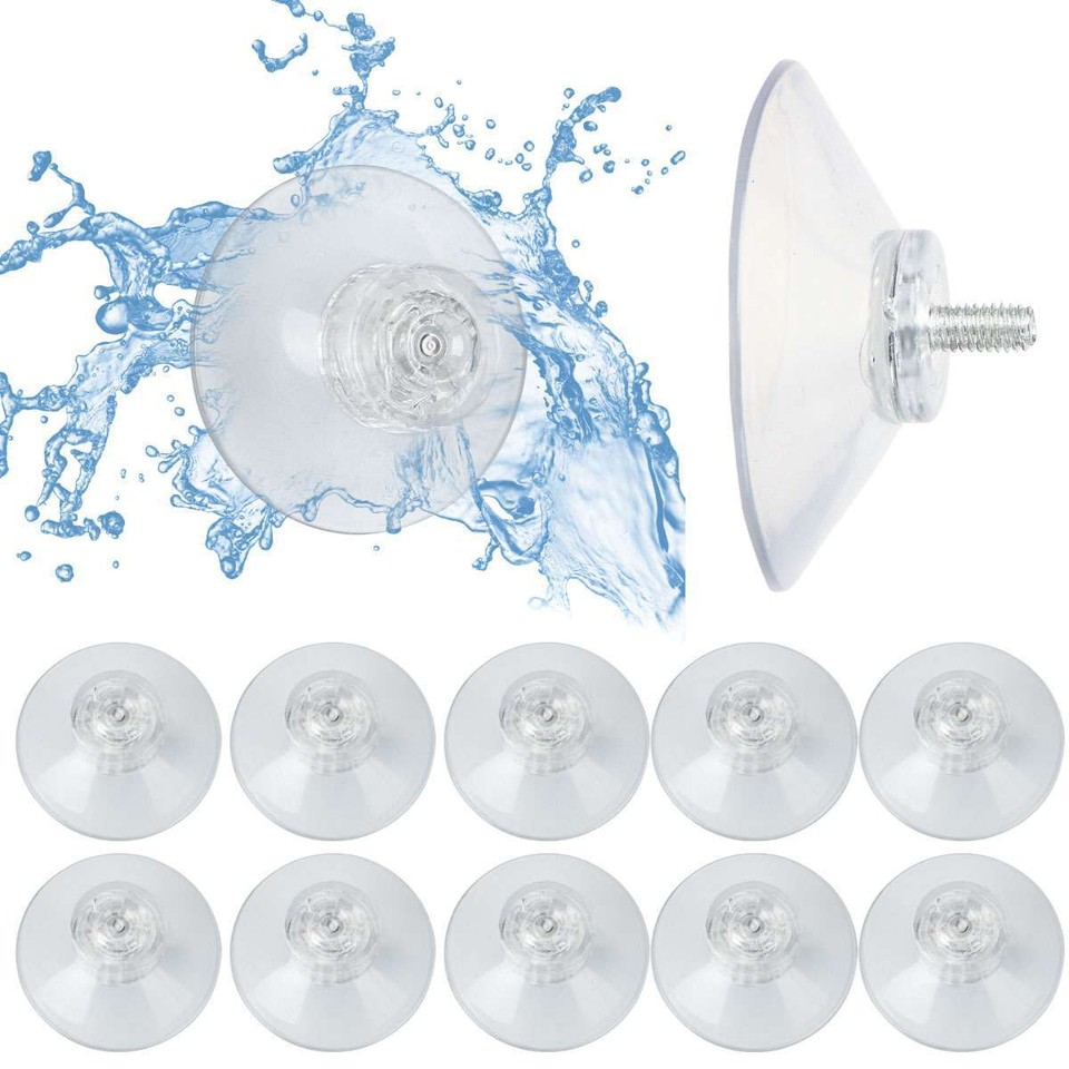 10PCS Strong Suction Cups with M4 Screw Rod Knurled Hook Clear Kitchen ...