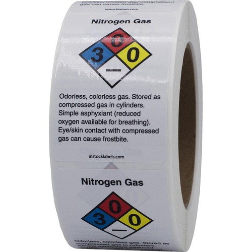 Nitrogen Gas Chemical NFPA Labels, 2 x 3" Inch Rectangles, 500 Total ...