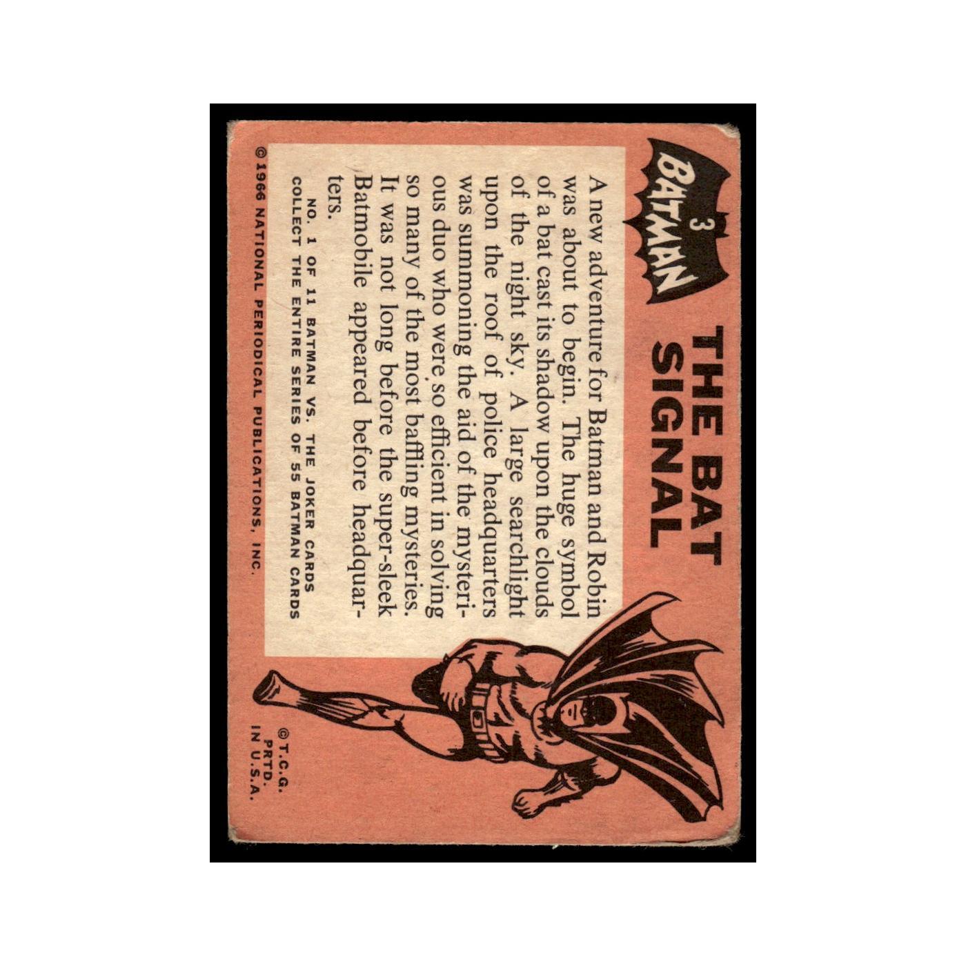 The Bat Signal 1966 Topps Batman Black Bat (Damaged) #3 Baseball Card ...