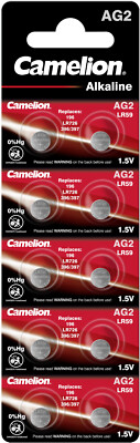 10 x Camelion alkaline button cell AG2 LR59 196 LR726 1.5V (1 x 10 ...