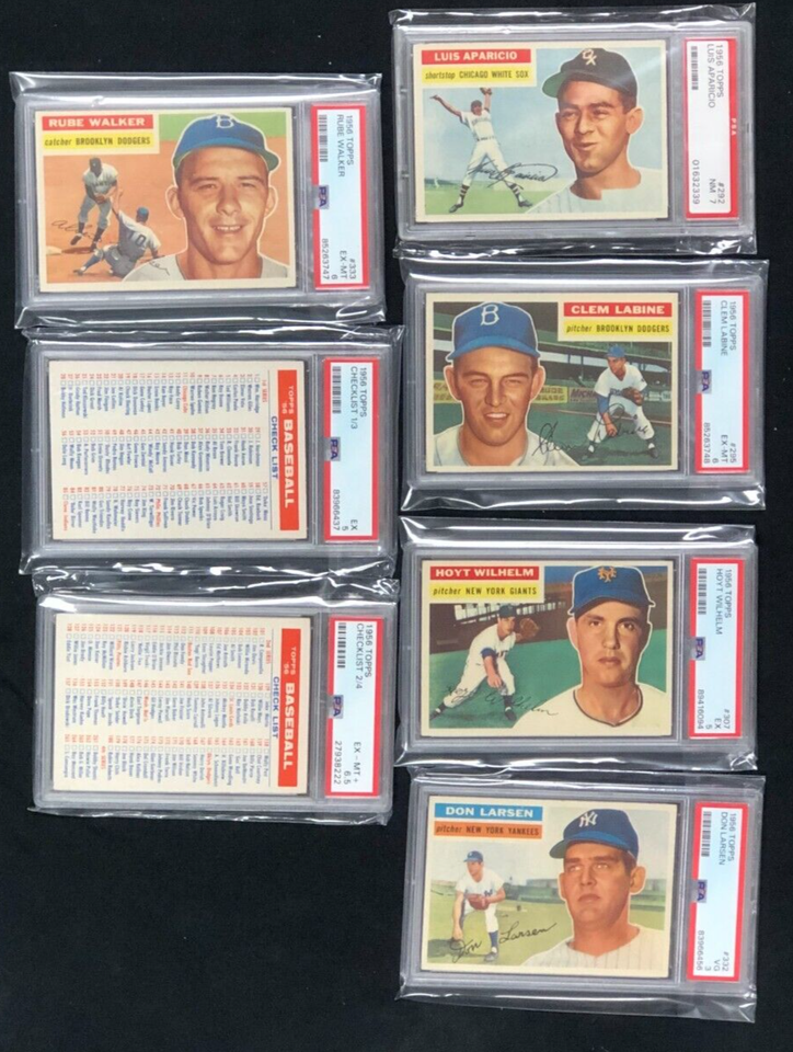 1956 Topps Complete Set w/ 52 PSA Mantle Mays Aaron Koufax Clemente ...