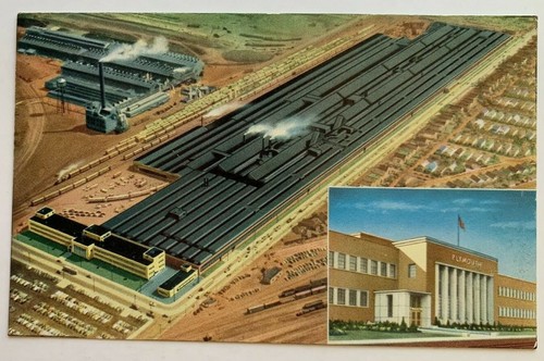 MI Postcard Detroit Chrysler Plymouth Division Plant Factory bird's eye ...