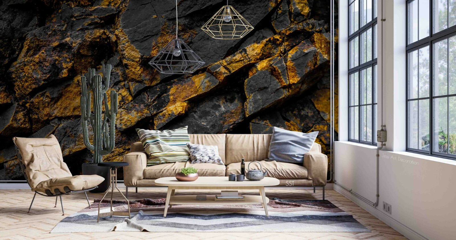 3D Natural Rock Background Self-adhesive Removable Wallpaper Murals ...