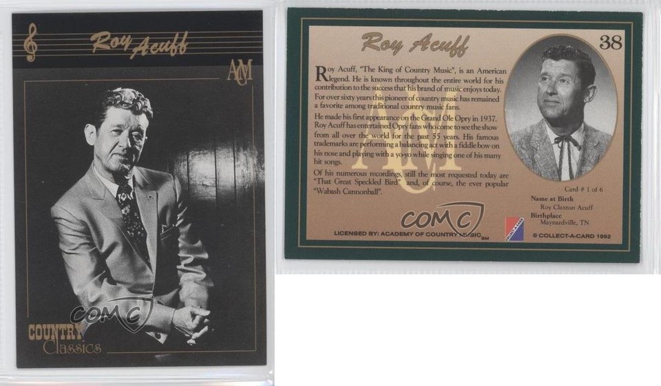 1992 Collect-A-Card Country Classics Roy Acuff #38 0s5 | eBay