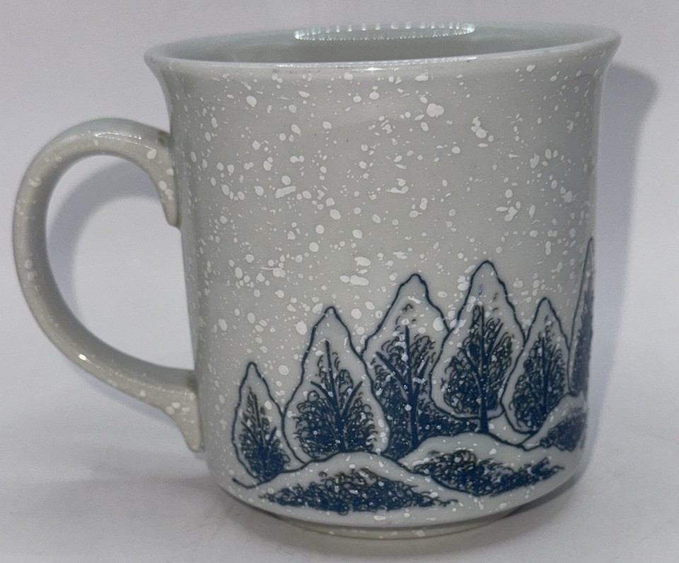 OTAGIRI EMILY HOLLINGER 3D SNOW WINTER HOUSE LOG CABIN BLUE VINTAGE | eBay