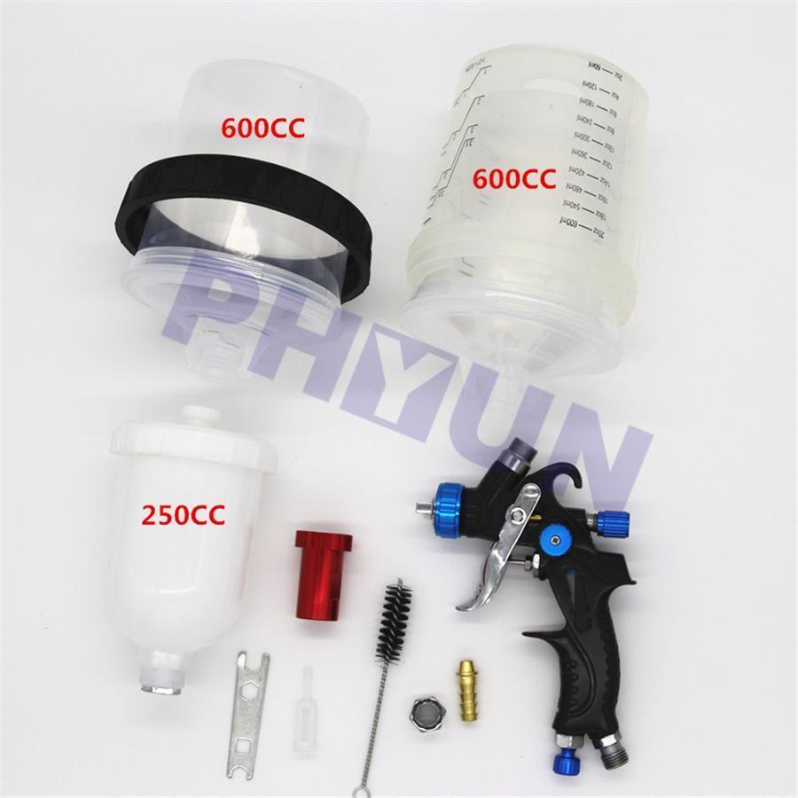 Gravity Feed Spray Gun 1mm Nozzle Paint Repair HVLP Adapter w/ Dual Cup ...