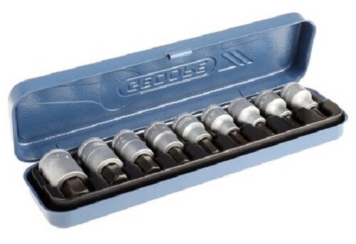 Gedore HEXAGON SCREWDRIVER BIT SOCKET SET 9Pcs 6-17mm Metric, 1/2 ...