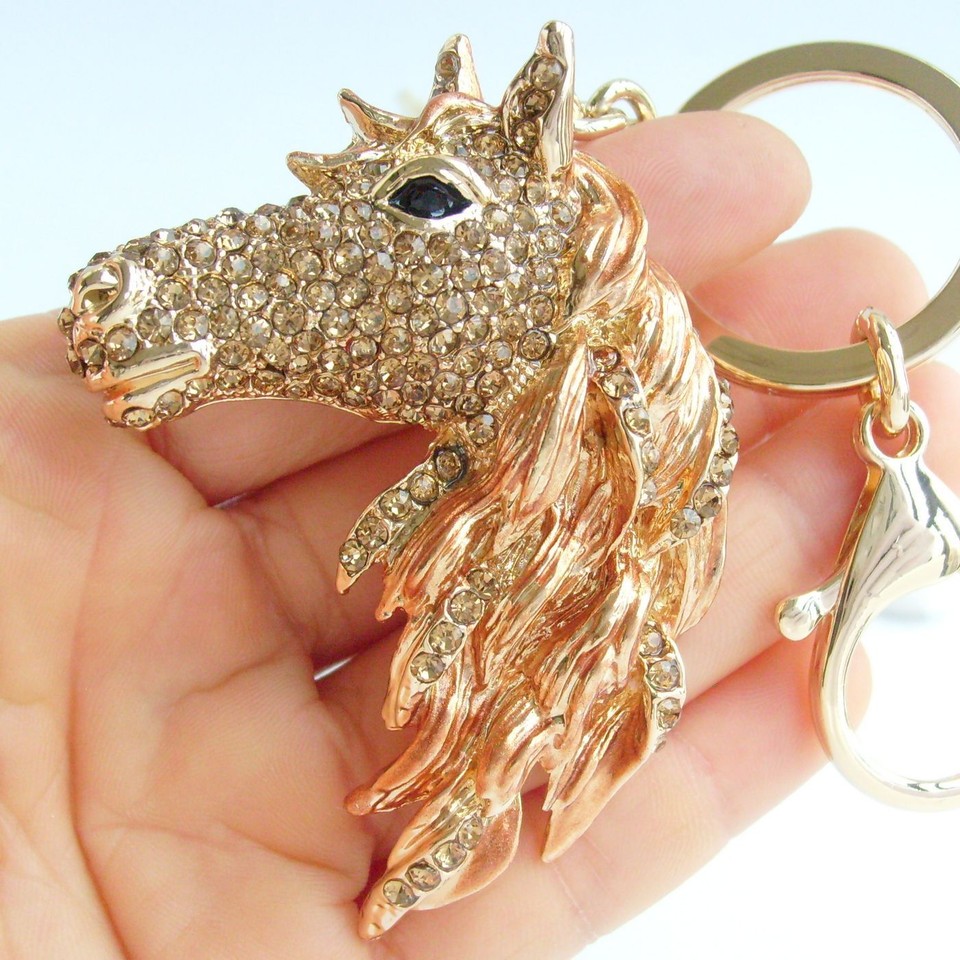 2.76" Unique Animal Horse Keychain Pendant Rhinestone Crystal KP06535 ...