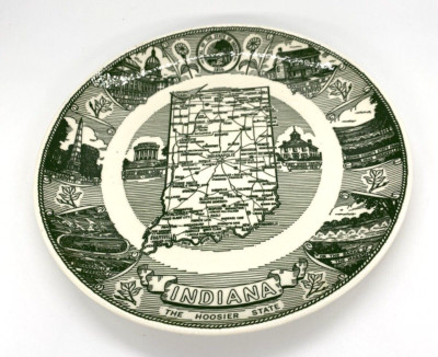 VTG INDIANA HOOSIER souvenir plate Indy 500, James Riley, Tippecanoe ...