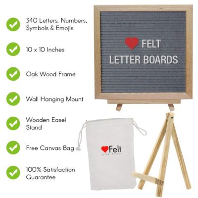 HeartFelt Letter Board - 10x10 Inch Felt Wood Board w/ 340 Letters ...
