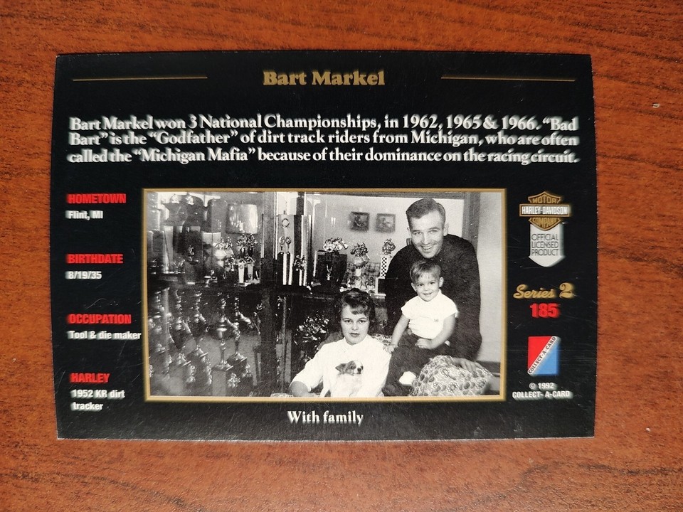 1992 Collect-A-Card Harley Davidson Series 2 # 185 Bart Markel | eBay