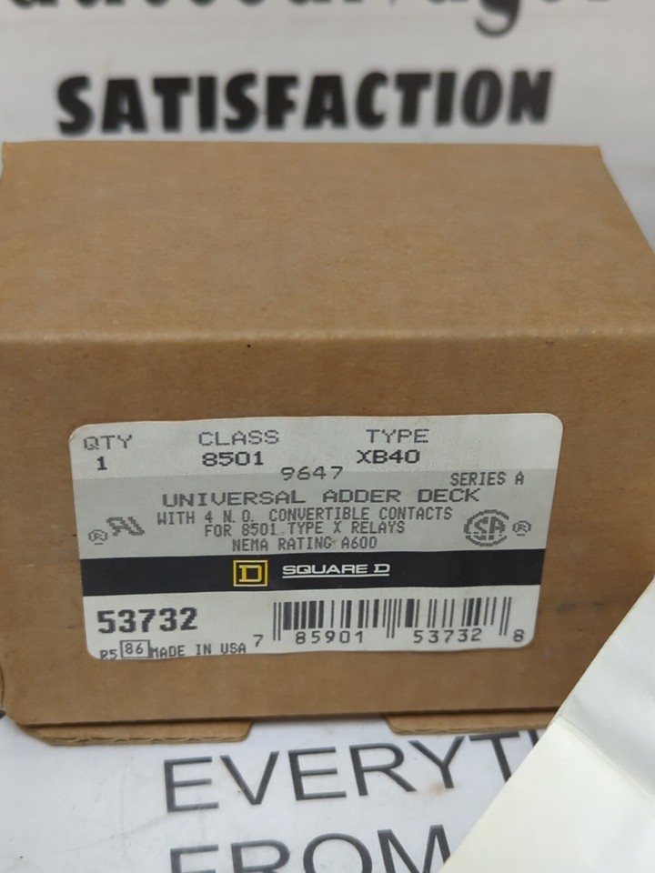 SQUARE D,53732,TYPE XB40 UNIVERSAL ADDER DECK CLASS 8501 SERIES A NOS ...