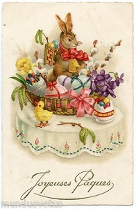 Beautiful humanized rabbit. happy easter. happy easter. dressed rabbit ...