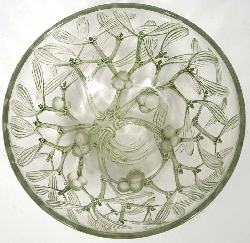Rene Lalique, French Gui Mistletoe Sea Green Art Deco Centerpiece Bowl ...