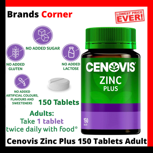 Cenovis Zinc Plus Tablets Supports Skin Health & Antioxidant 150 Tabs ...