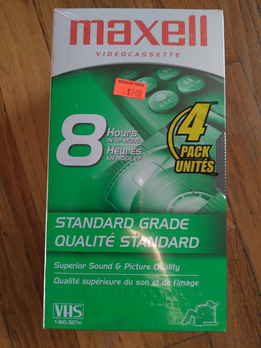 Vintage Maxell VHS T-160 Blank 4 Pack 8 Hour EP/SLP Mode NEW SEALED | eBay