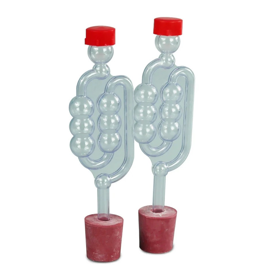 Airlock & Rubber Bung - Fermentation Bubbler Combo for Demijohn ...