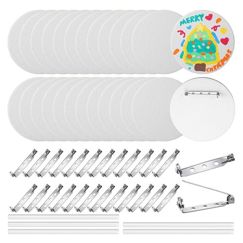 25pcs DIY Pin Buttons Painting Canvas Board Buttons with Pins Make Your ...