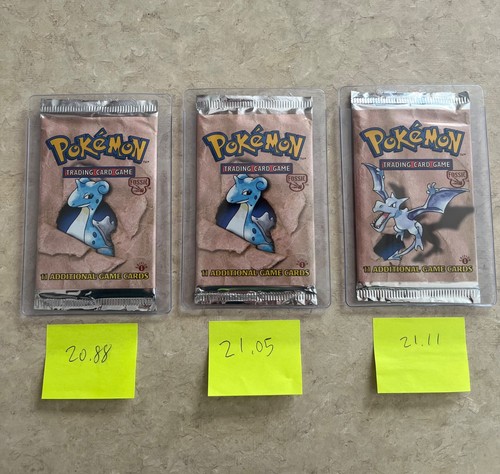 3 (HEAVY) RARE 1st First Edition FOSSIL Pokemon Booster packs/Factory ...