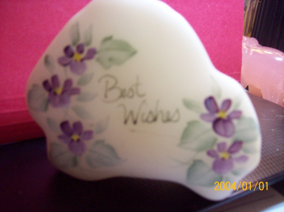 FENTON ART GLASS DECORATIVE VIOLETS & BEST WISHES~ SIGNED | eBay