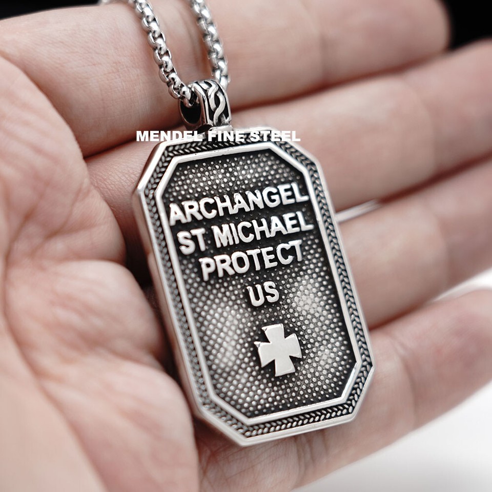 MENDEL Mens Catholic Christian Saint St Michael Medal Medallion Pendant ...