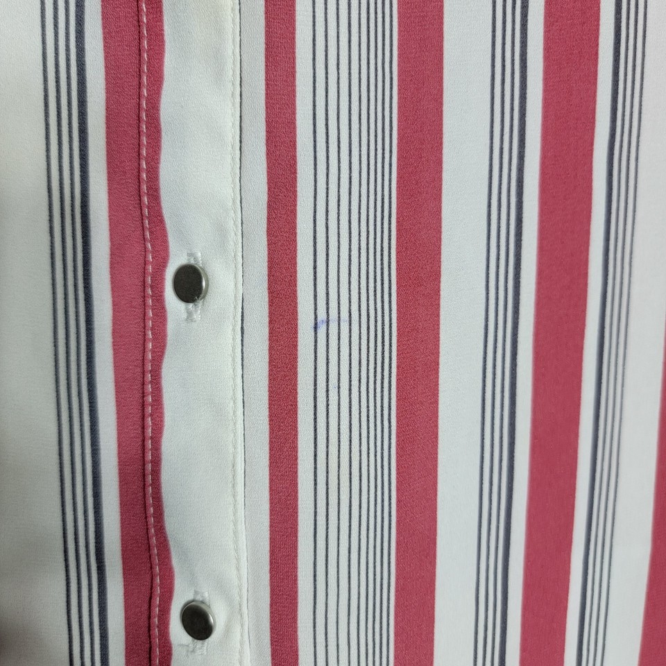 Massini Striped Tunic Top Plus Size 2X Tab Sleeves Split Back Button Up ...