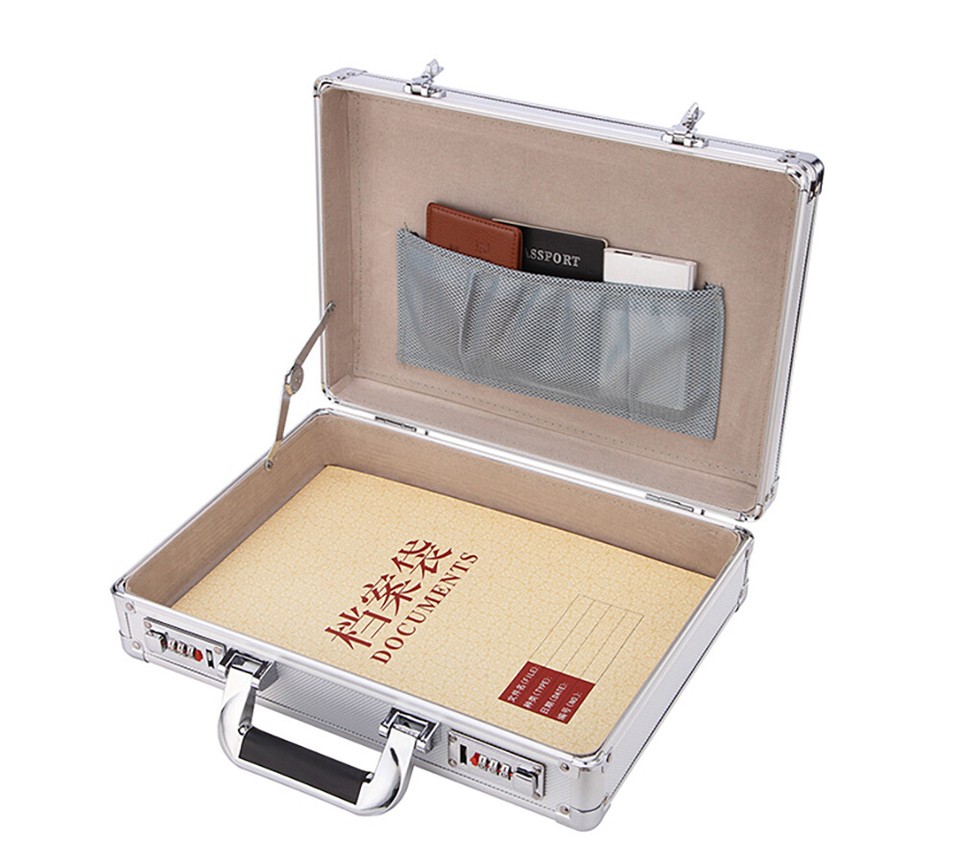 Small Aluminum Hard Briefcase Household Tools Business Silver Carrying ...